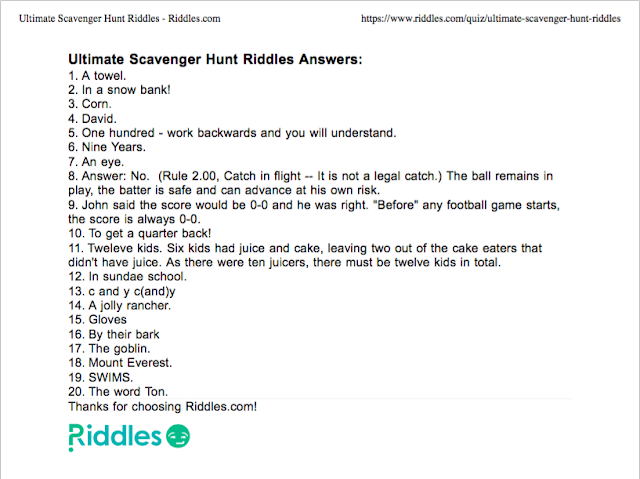 RIDDLES BLOG: Riddle quizzes with free printable worksheets