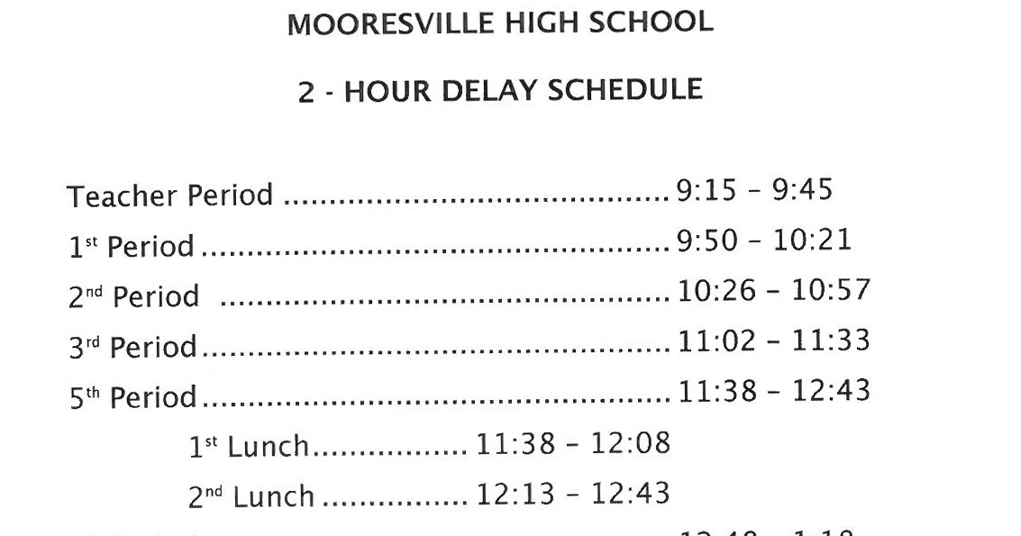2-Hour Delay for Friday, February 22, 2013 - Schedule Attached