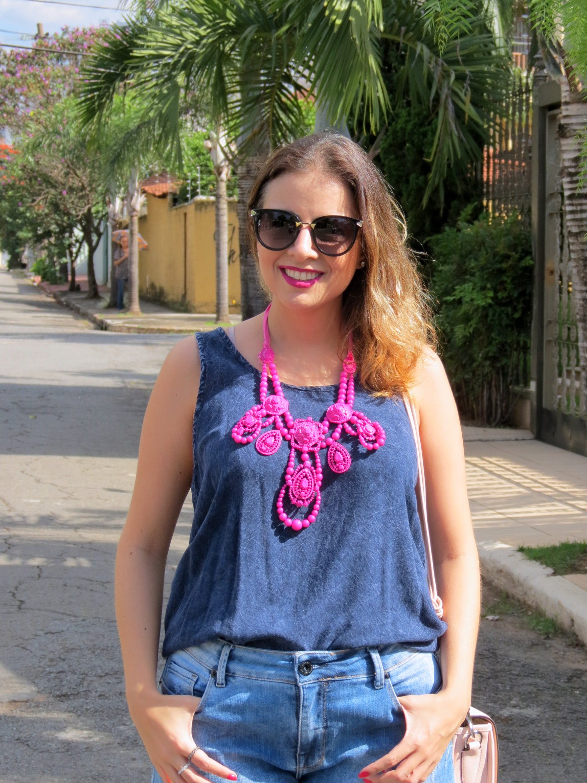 maria sacola: Look - Jeans + Rosa