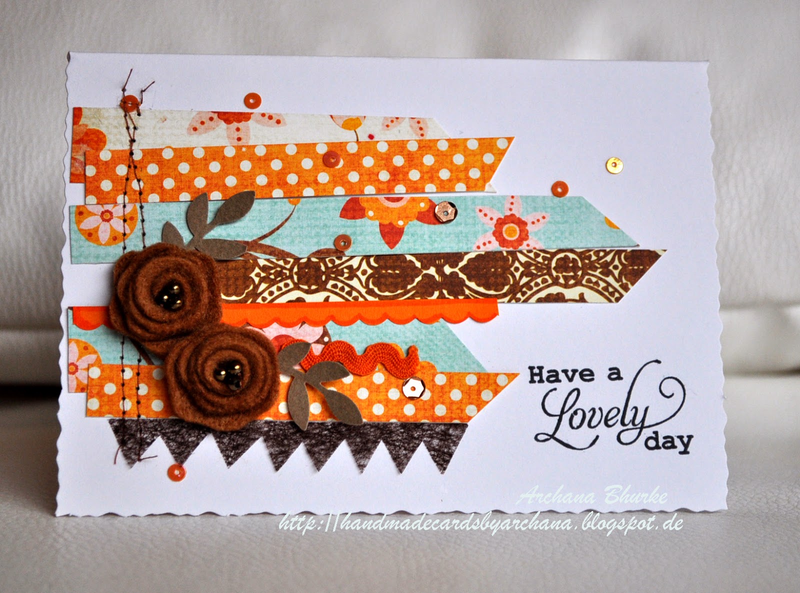 Handmade Cards by Archana: Felt flower cards.
