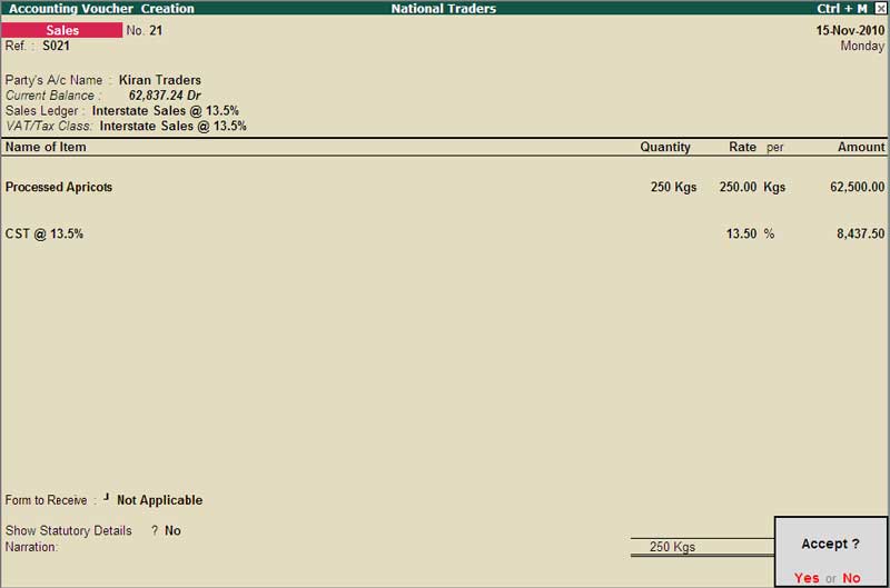How to record entries using the VAT/Tax class provided for 13.5% in ...