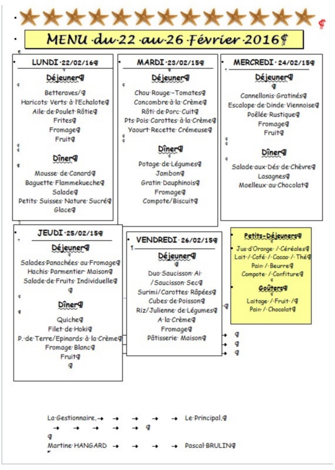 A.I.P.E. SAINT VALERY EN CAUX: 8.Commission menu du collège