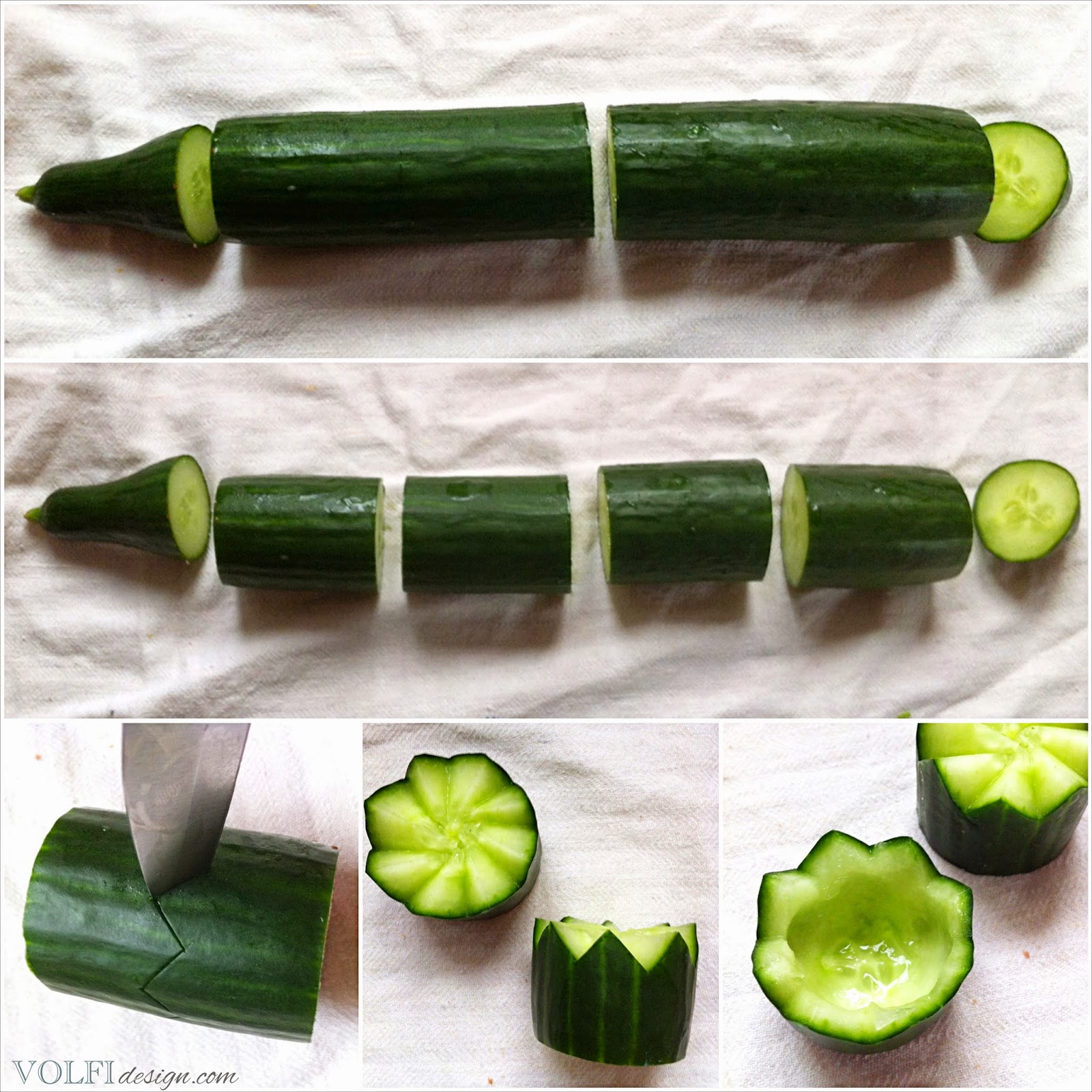 VOLFIdesign: Party food- filled cucumber cups