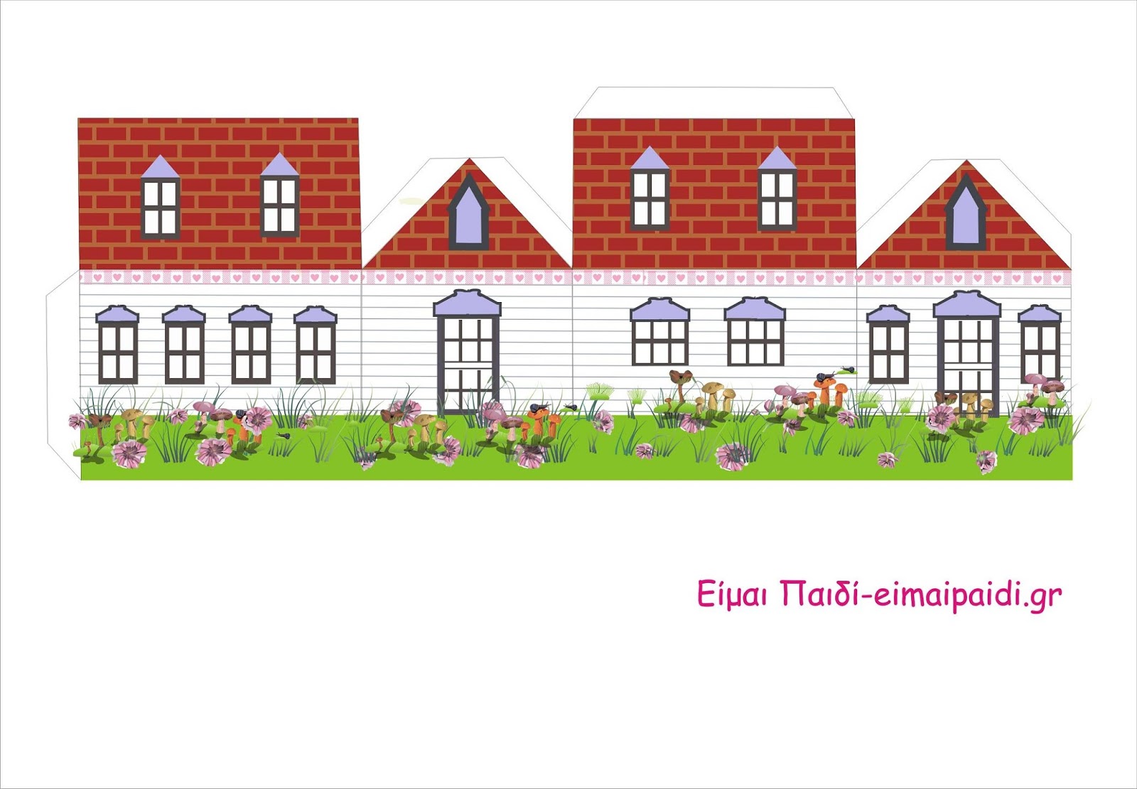 Εκτυπώστε mini cottages ~ Είμαι παιδί | Paper house template, Paper ...