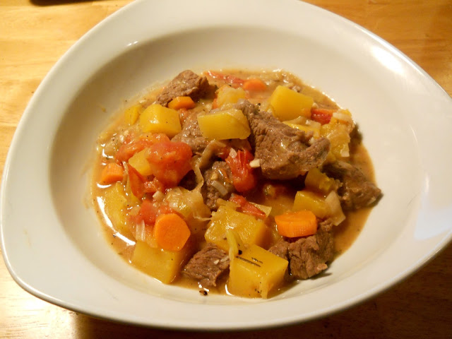 Voyage au bout de la tarte: Ragoût de bison à la courge butternut