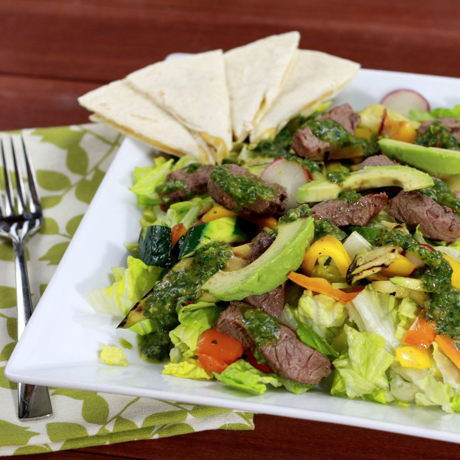 Grilled Steak and Vegetable Salad with Chipotle Chimichurri Dressing