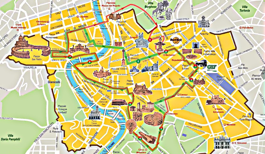 Mapa De Coorg Con Visitas Turísticas En Roma