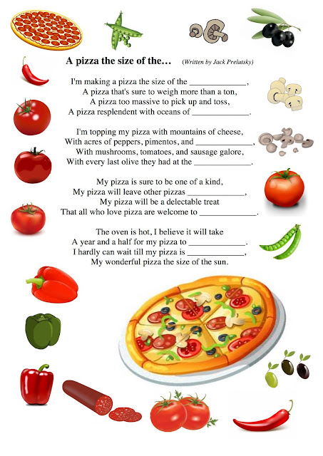 First Year English Reading: 2. Poem - A Pizza The Size Of...