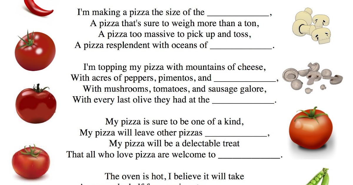 First Year English Reading: 2. Poem - A Pizza The Size Of...