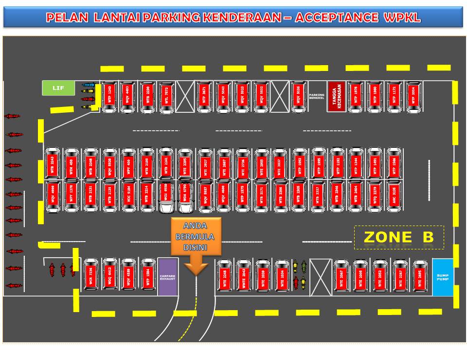 PELAN LANTAI TEMPAT PARKING KENDERAAN ACCEPTANT | UNIT PENERIMAAN WPKL