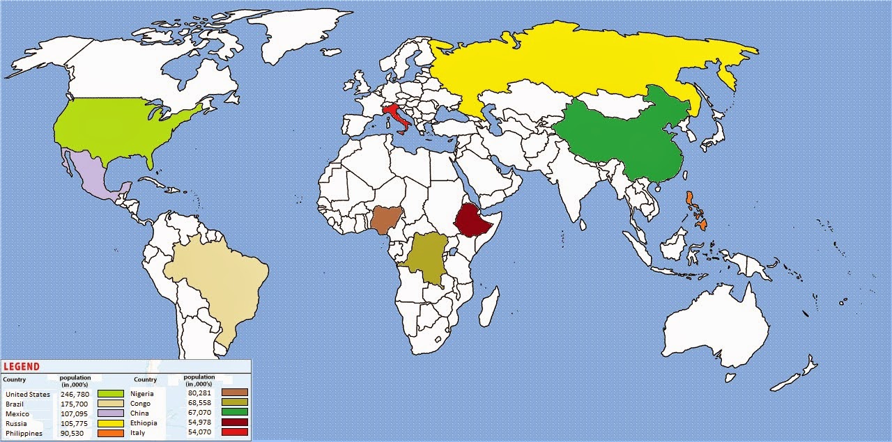 ANTHROPOLOGY OF ACCORD: Map on Monday: Ten Most Populous Christian Nations