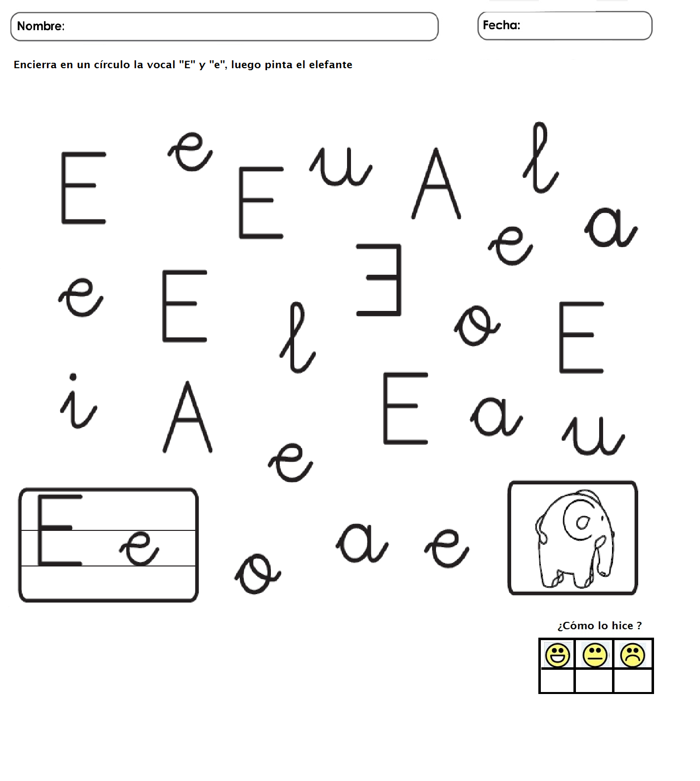 La Vocal E: Lecto-escritura “material De Aprendizaje” A81