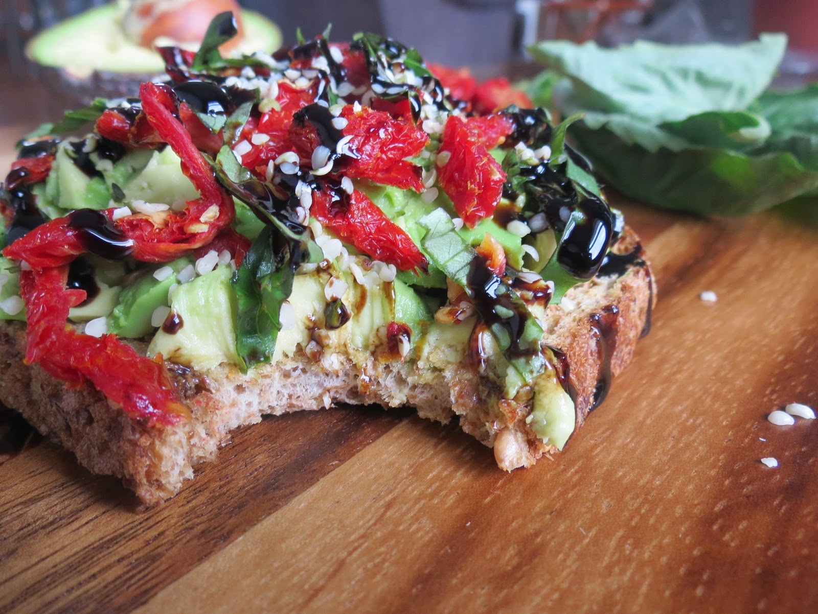 Morgan Avery: Balsamic Avocado Toast with Hemp Seed, Fresh Basil and ...