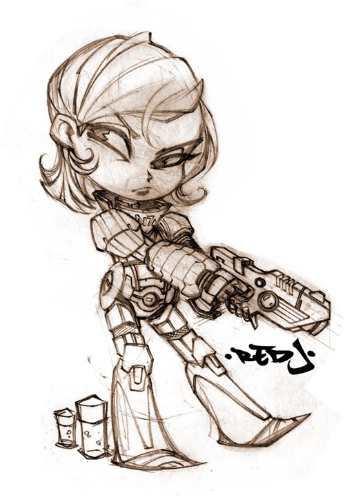 Red J :: A Blog of Art by Jon Sommariva: Chibi Female Shepard :: Mass ...