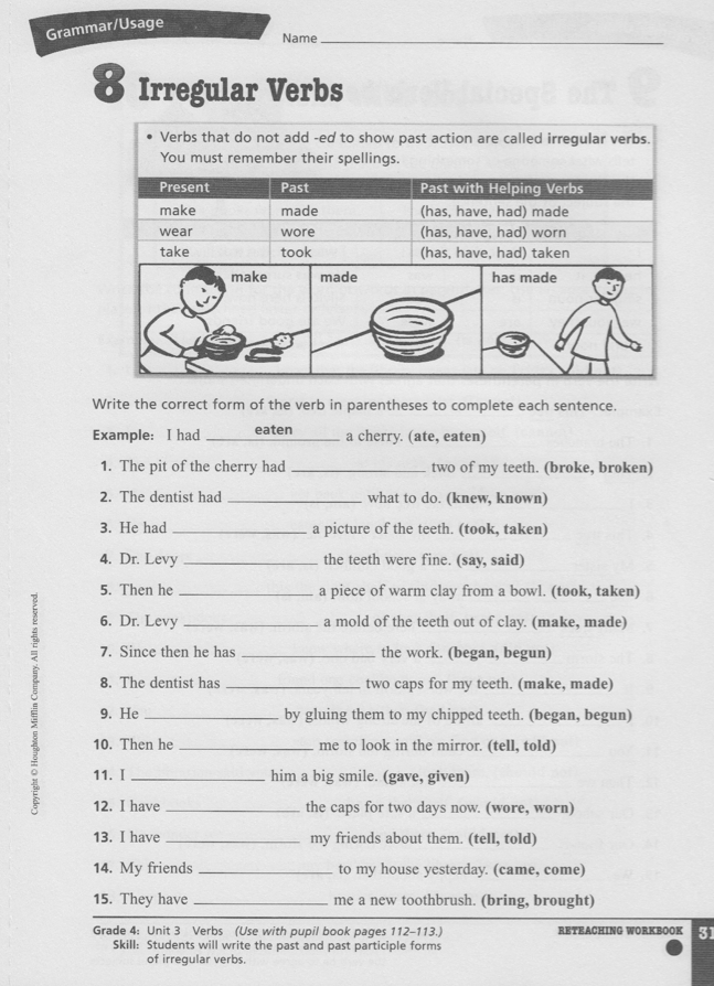 Homework 2012-2013: Wednesday, December 5th - Irregular Verbs