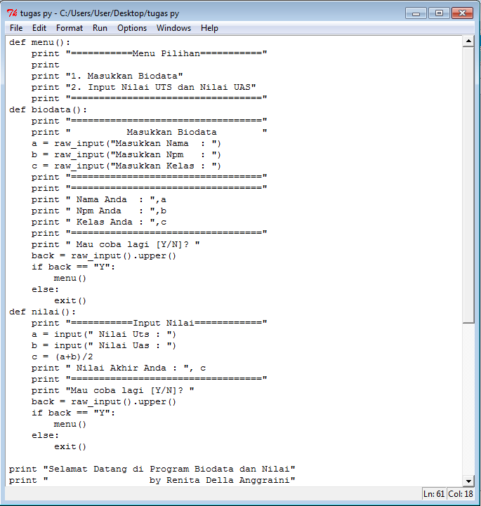 This Is It :D: Program Menu-Python
