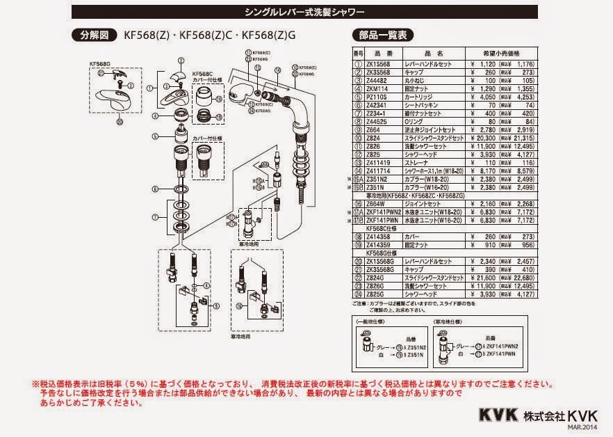 元貿易商社マン、タクドラ、再就職活動 早期リタイア 中高年奮闘日記: 洗面台のKVKシングルレバー式洗髪シャワーKF568のカートレッジPZ110S交換 工具PG26，PG22 取り換え方