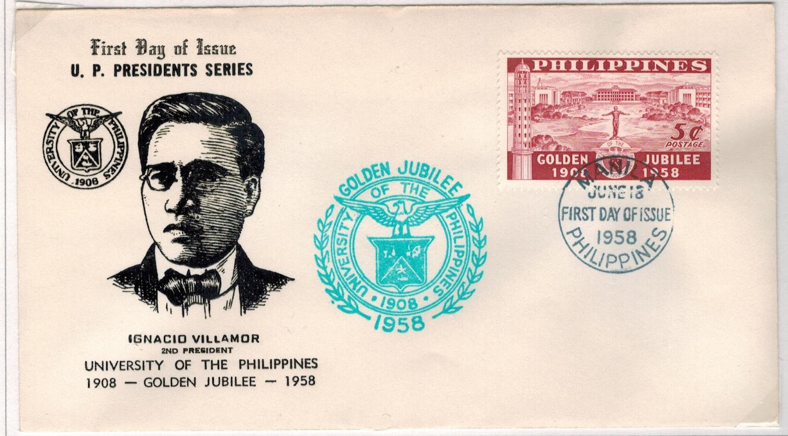 Philippine Republic Stamps : 1958 50th Anniversary University of the ...