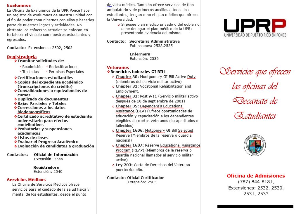 Oficina de Admisiones UPR-Ponce - Reclutamiento y Promoción: Oficinas ...