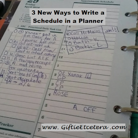 Giftie Etcetera: 3 New Ways to Write a Schedule in a Planner