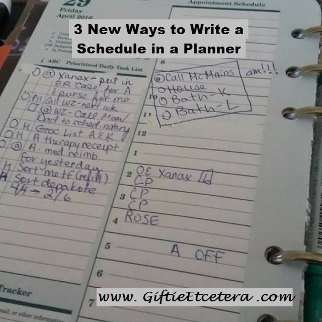3 New Ways to Write a Schedule in a Planner | Giftie Etcetera: 3 New ...