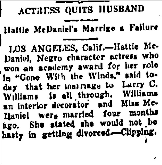 Jeannette's take on life: Actress Hattie McDaniel’s Marriages 1. Howard ...