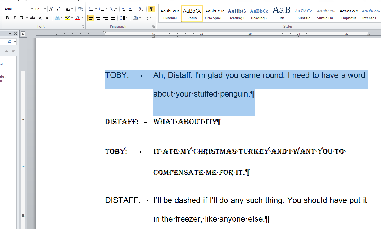 My Creative Stream: Using word for radio/theatre scripts