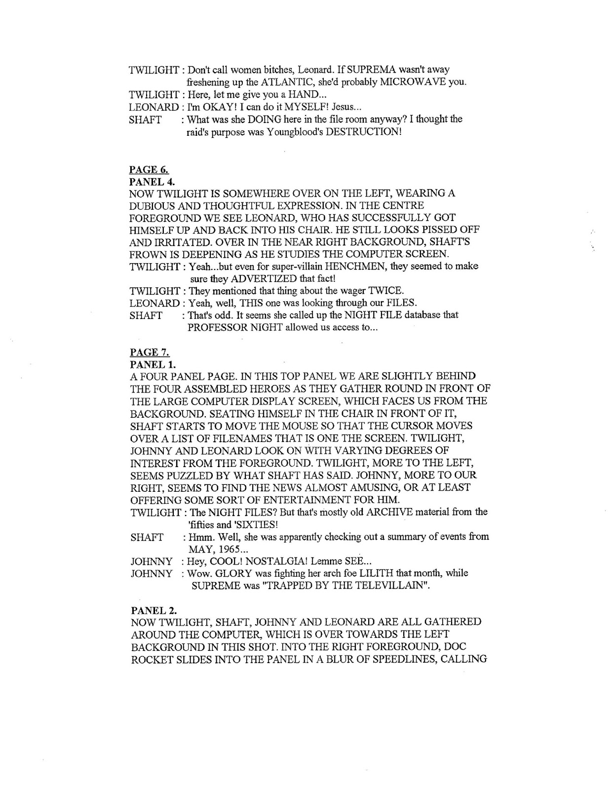 Alan Moore's Forgotten Awesome: Youngblood #3 script