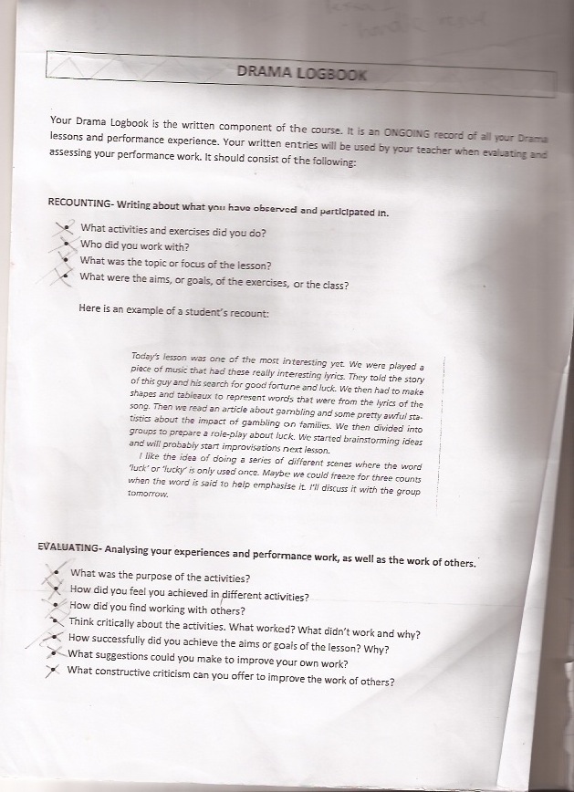 drama log book