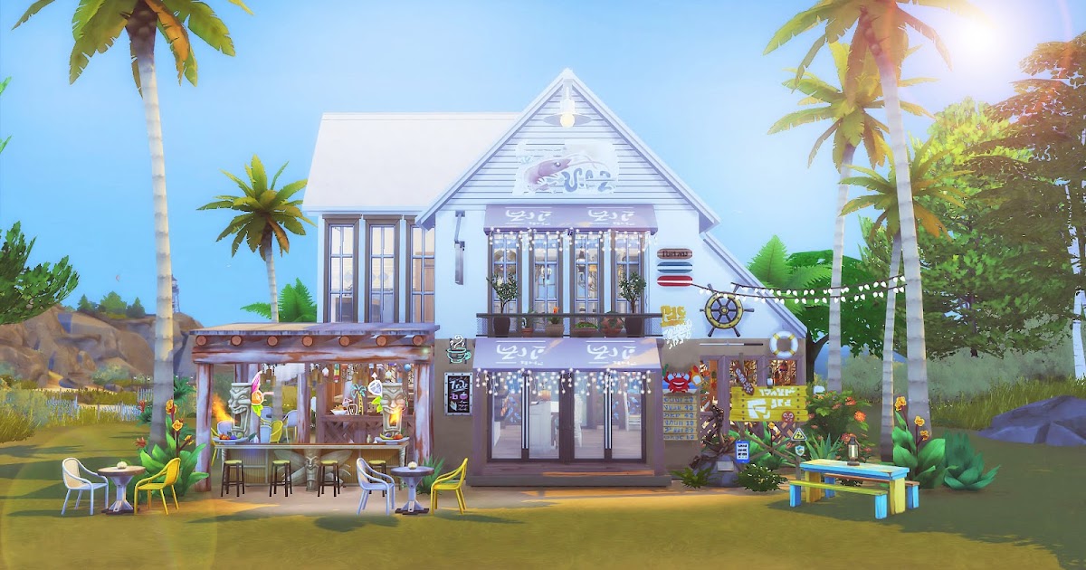 Sims 4 The Seafood Bar 海鮮餐廳 No CC [Ruby Red Sims]
