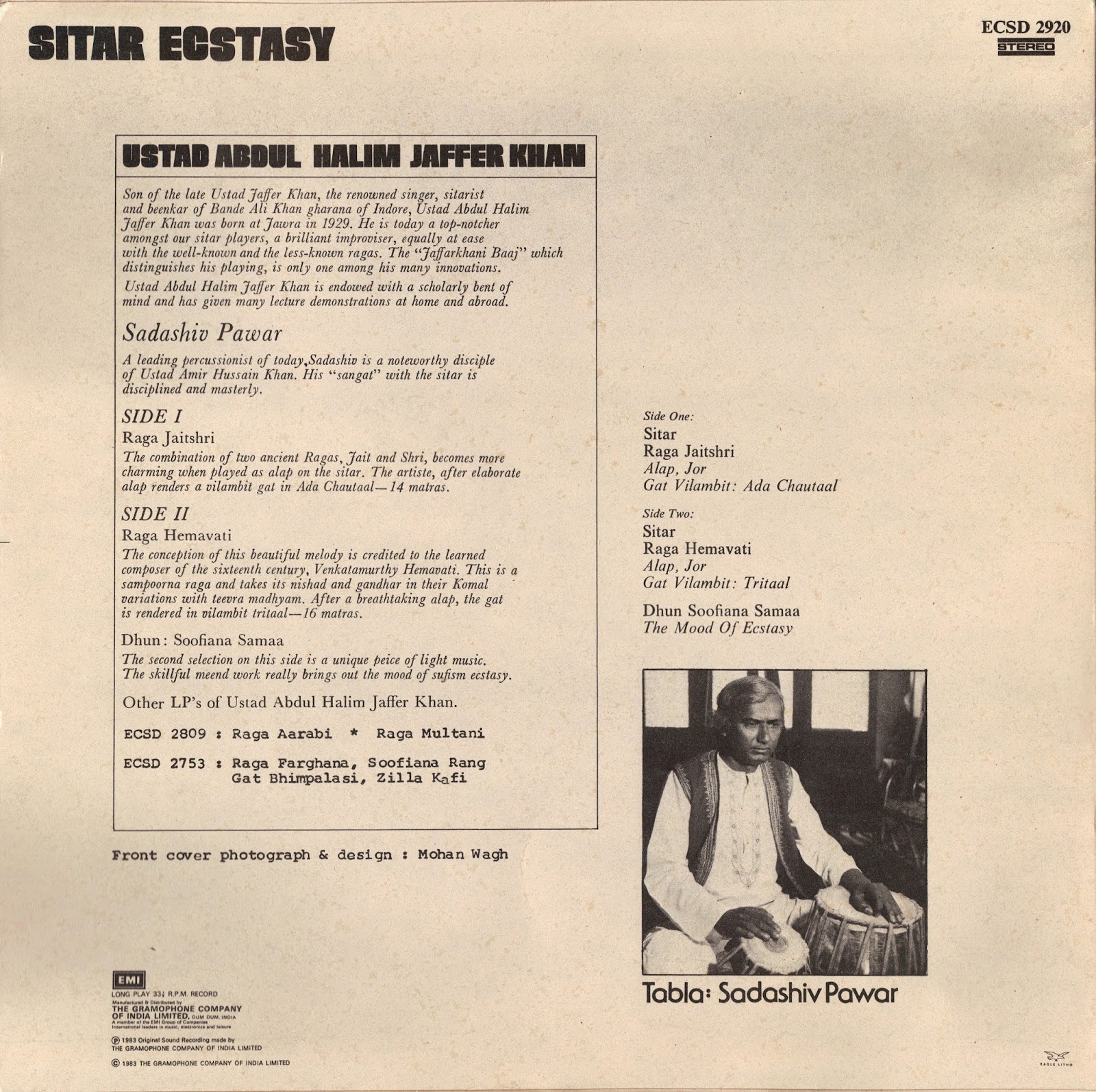 Original Music: Abdul Halim Jaffer Khan - Sitar Ecstasy - LP published ...