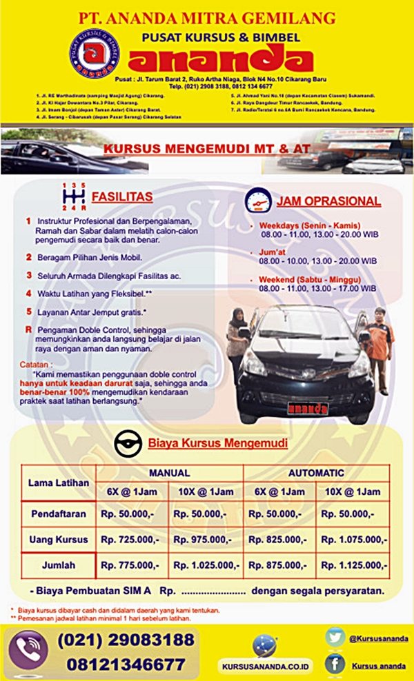 Ananda Kursus: KURSUS SETIR MOBIL