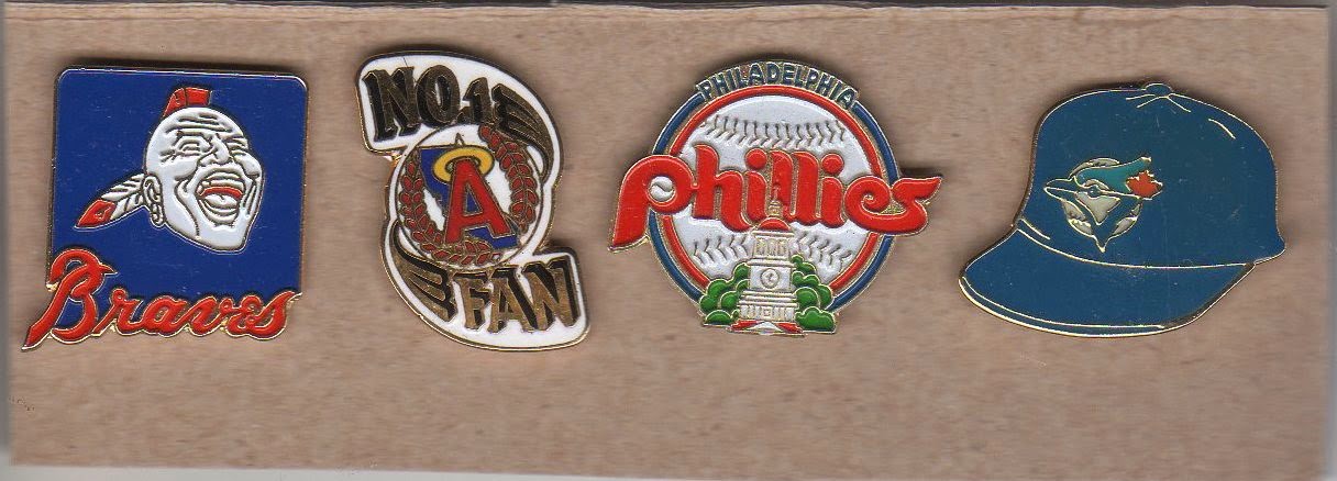 baseball pin collection display collecting : 4 MLB pins: Angels, Braves ...