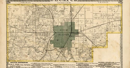Home & Living Wall Décor Home Décor Decatur Vintage Map Print Il City ...