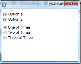 PowerShell で WPF: コンテンツ（CheckBox, RadioButton)