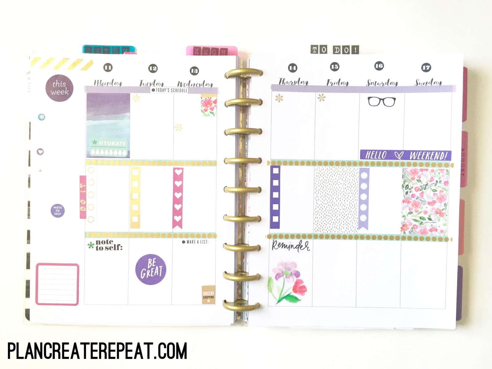 Plan Create Repeat: WEEKLY PLANNER LAYOUT INSPIRATION: Purple Love