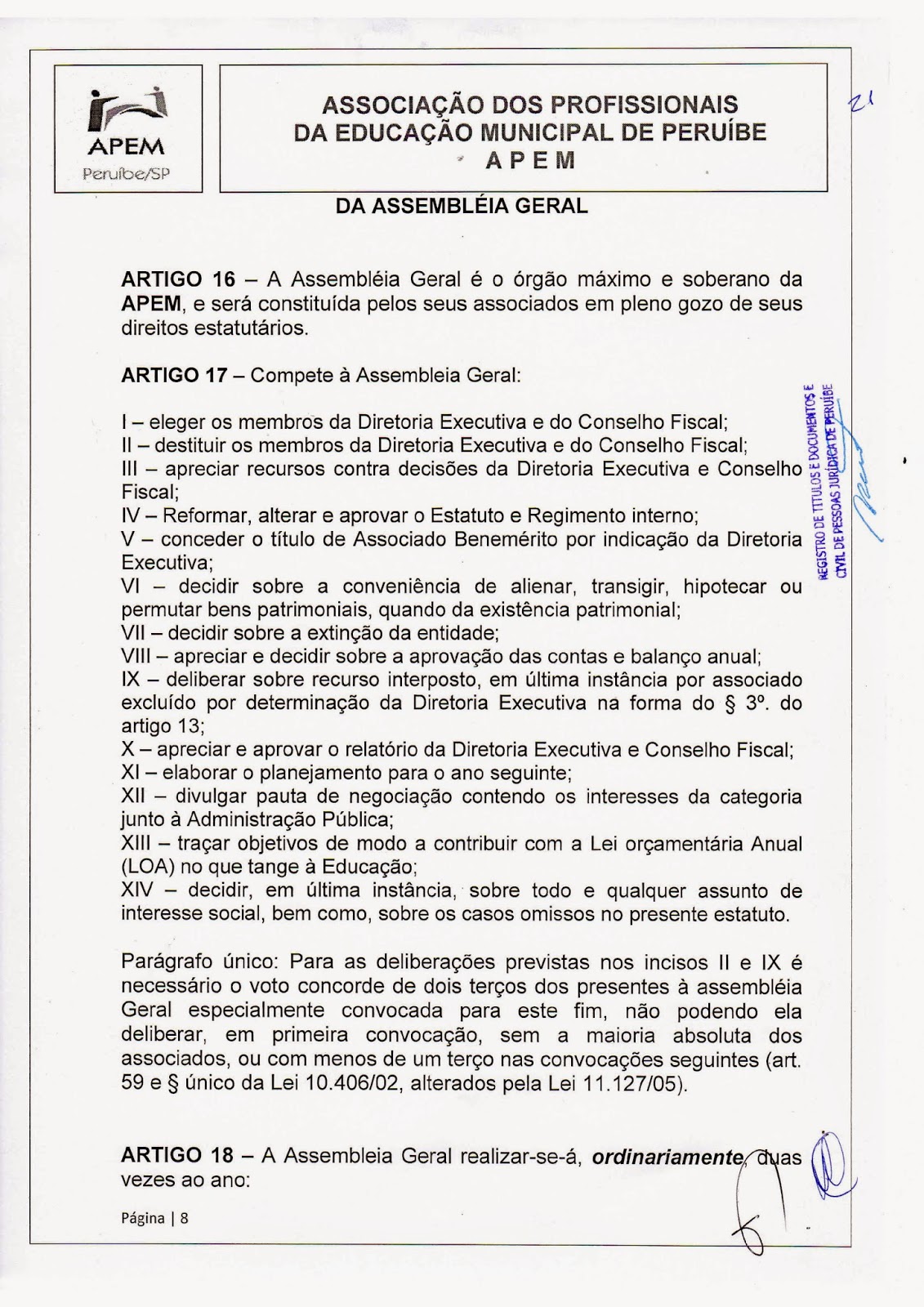 APEM: Estatuto