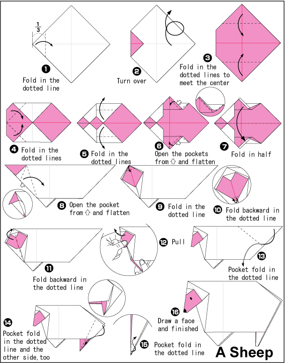 Sheep - Easy Origami instructions For Kids