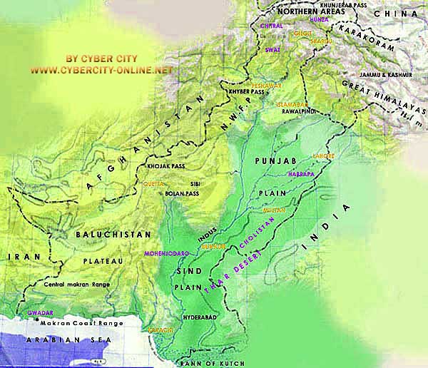 PAKISTAN - GEOGRAPHICAL MAPS OF PAKISTAN ~ Klima Naturali™