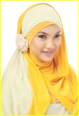 Model jilbab terbaru warna modern kuning