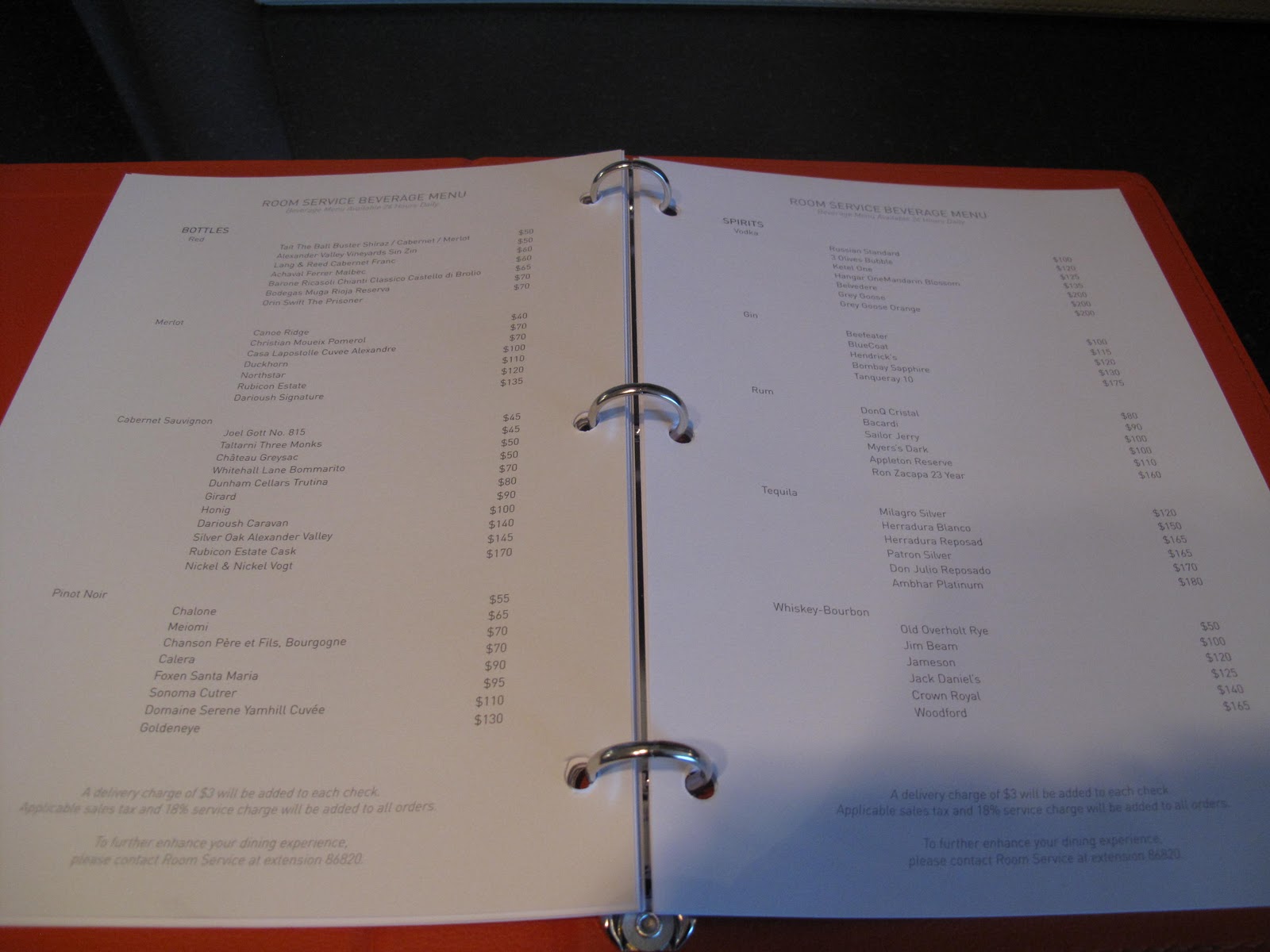 LAS VEGAS DAZE: Cosmopolitan Room Service Menu