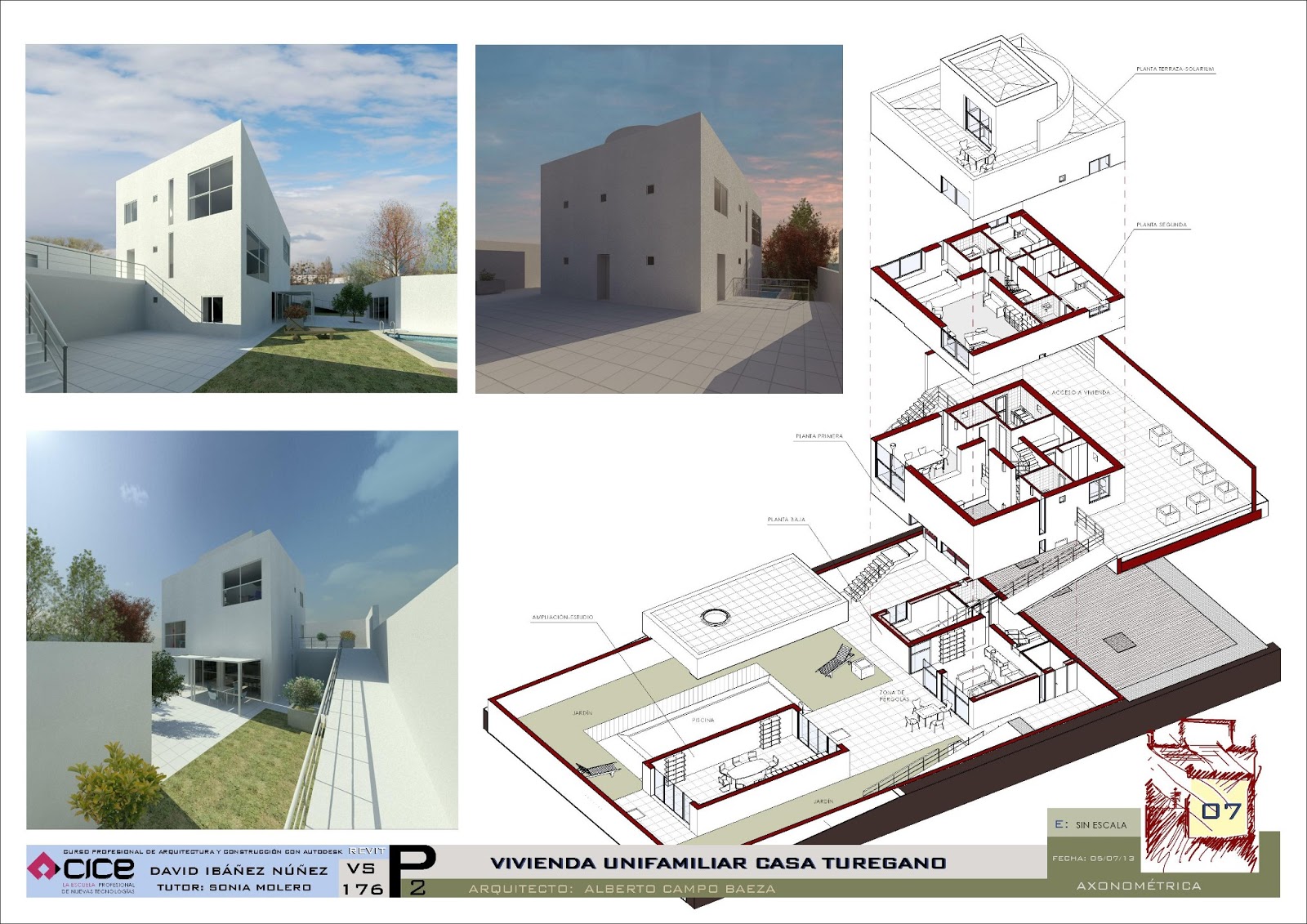 mundo 3d: 3ª PRACTICA CON REVIT. PRESENTACIÓN CASA TURÉGANO. ARQUITECTO ...