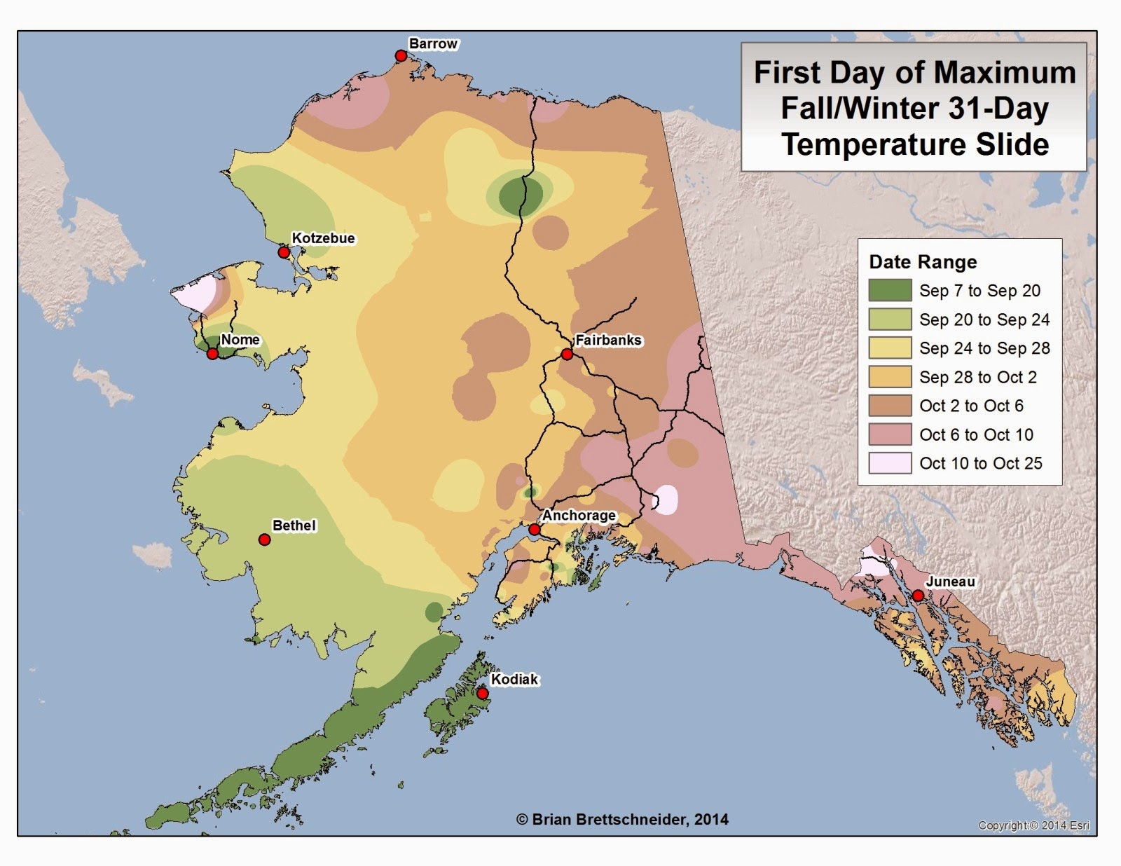 Deep Cold: Alaska Weather & Climate: Fall Temperature Drop Off