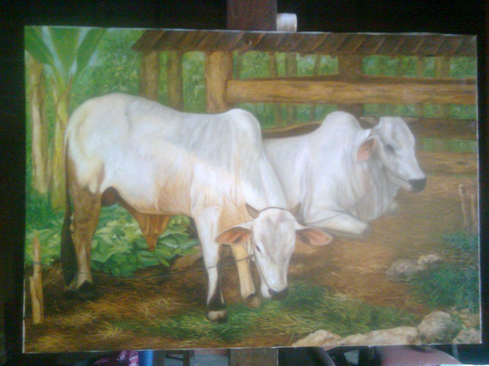 SRIYADI ANTIK: LUKISAN SAPI [ DI DEPAN KANDANG ] - TERJUAL, MATUR NUWUN