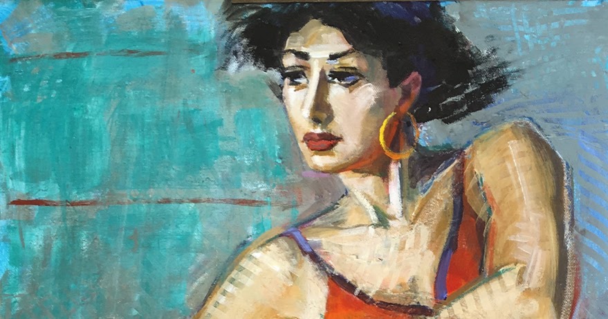 Spanish Dancer, figurative woman dancing, red dress, contemporary ...