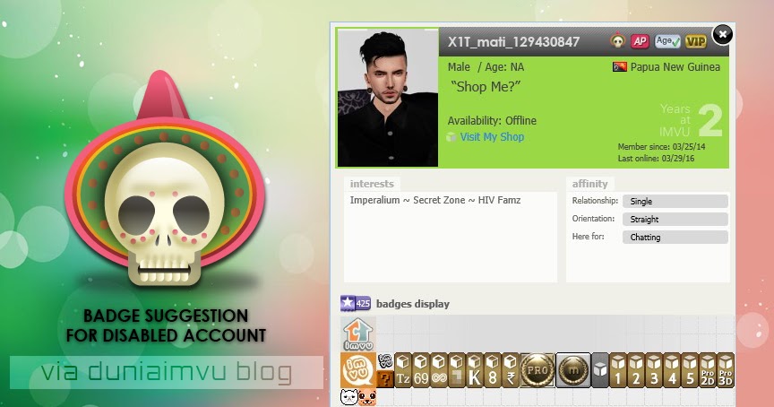 Mengenal Badges Avatar Card Imvu - Dunia Imvu