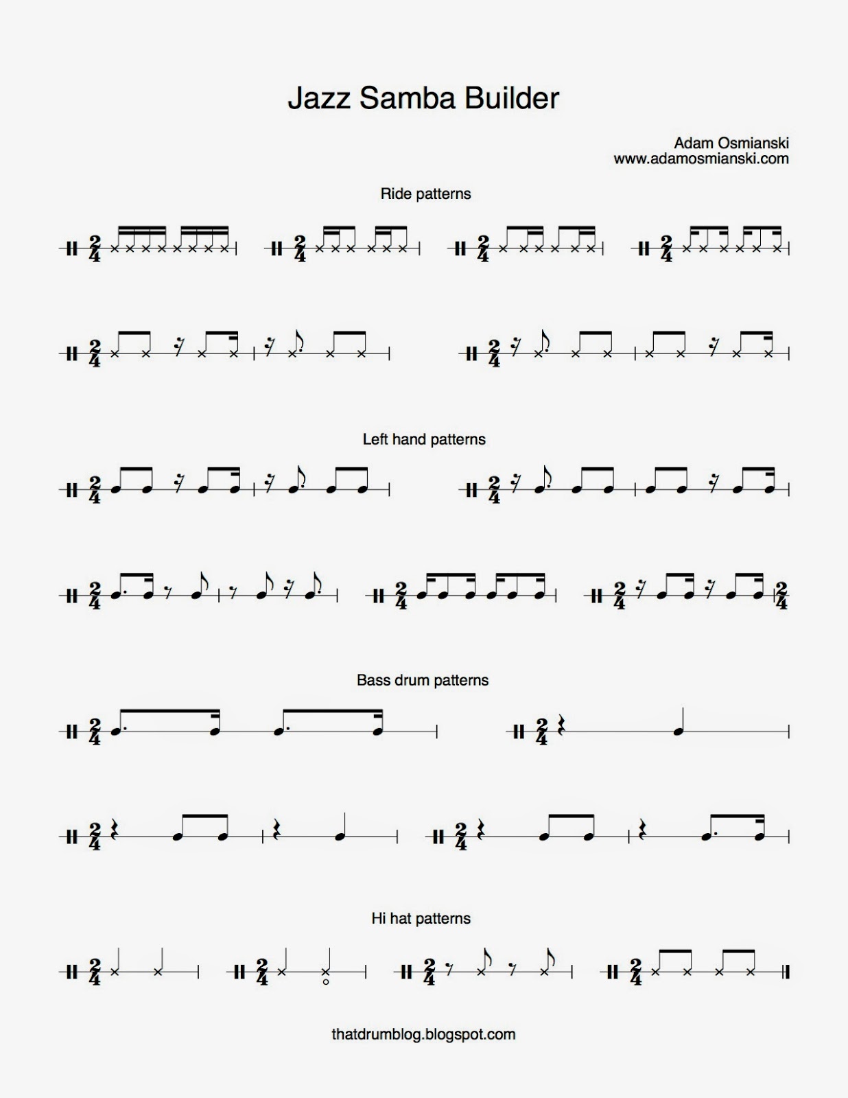 samba rhythms notation