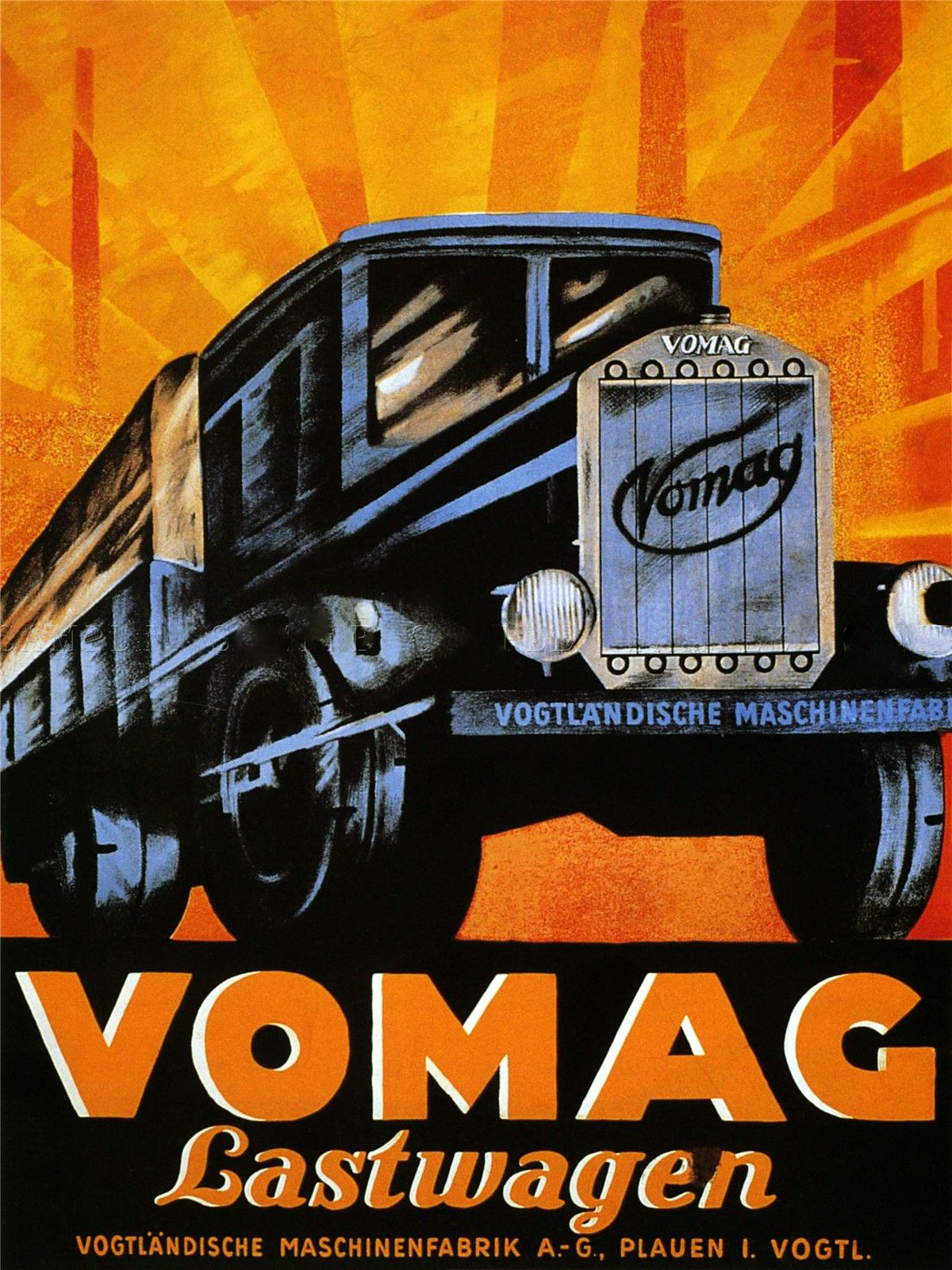 transpress nz: Vomag trucks poster, 1920s