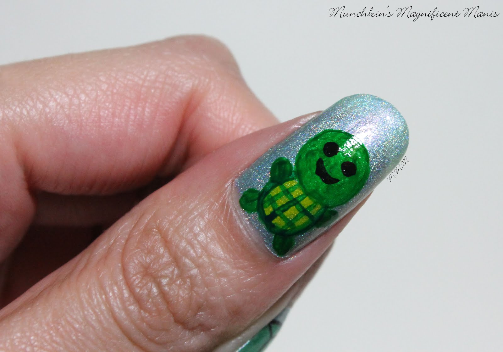 Munchkin’s Magnificent Manis: Safe In My Shell- Turtle Nail Design