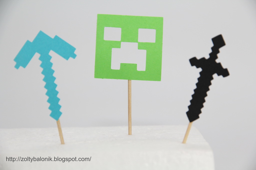 Żółty balonik: Minecraft - Żółty balonik - ozdoby do muffinów, babeczek ...